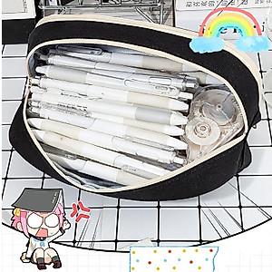 UNMULFC Large Pencil Pouch for Adult for Women Dog Puppy Multi-Pocket Y2K Kawaii Cute Aesthetic Case Box holder Estuche para lapices Organizer Mini Makeup Bag (black)