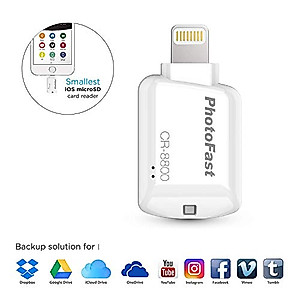 [Apple Mfi Certified] iPhone Micro SD Card Reader by Gigastone, Lightning, Apple iOS, iPad, iPod, iCloud, Versatile App, Compatible up to iPhone 7 & iPhone 7 Plus