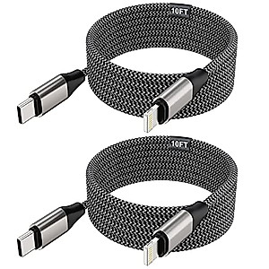 SUPVOL iPhone USB C to Lightning Cable, 2 Pack 10ft MFi 20W iPhone Fast Charger Nylon Braided Extra Long Cord Compatible with iPhone 14/13/12/12 Pro Max/12 Pro/11/11 Pro/X/XS/XR/XS Max/8/8 Plus/SE