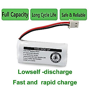 Kruta BT162342 BT262342 Cordless Phone Batteries Compatible with BT183342 BT283342 BT166342 BT266342 VTech CS6114 CS6419 CS6719 at&T EL52300 CL80111 Handset Telephone (Pack of 2)