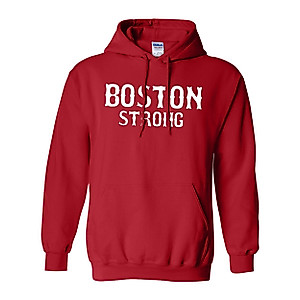 Boston Strong Adult Hoodie Sweatshirt (Medium, Red)