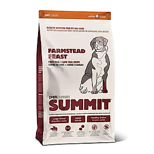 Petcurean Summit Farmstead Feast, Dry Dog Food, Pork Meal and Lamb Meal Large Breed Adult Recipe with Grains, 25 lb Bag