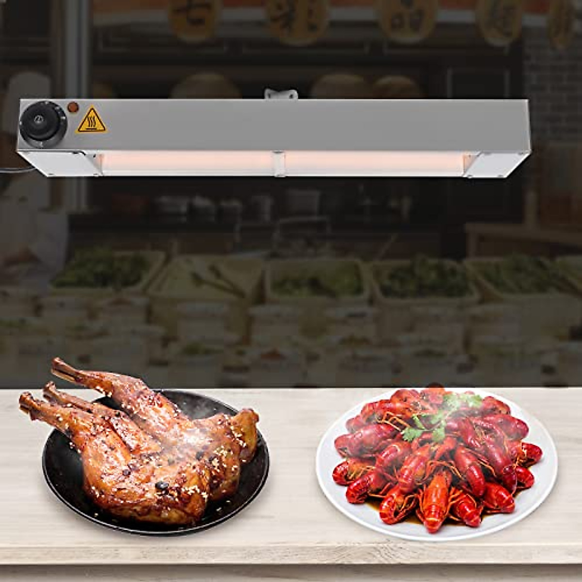Electric Strip Heater Food Heat Lamp Overhead Food Warmer Infrared Strip Heater for Restaurants Buffets (24'')