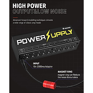 Donner DP-1 Guitar Power Supply 10 Isolated DC Output for 9V/12V/18V Effect Pedal