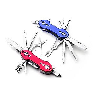 COMEBO 2 PCS Pack Stainless Steel Swiss Style Army Pocket Knife Multitools 12-in-1 Multi Function with Opener Screwdrivers Saw Scissors