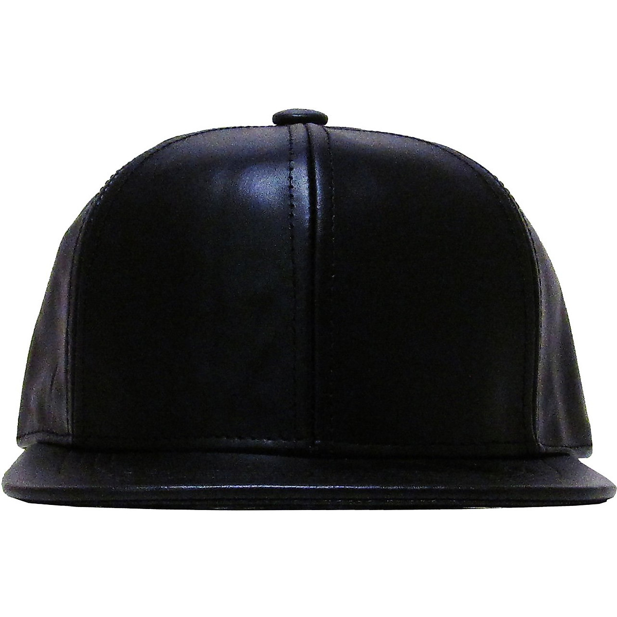 KBETHOS Leather-BBCAP BLK Genuine Leather Flat Bill Baseball Hat Cap - Made in USA