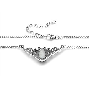Silvershake Natural Moonstone 925 Sterling Silver Baroque Inspired Pendant with 16 to 18 Inch Adjustable Chain Necklace