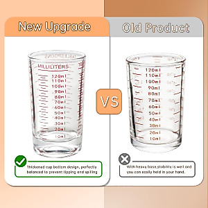 BCnmviku Measuring Cup Shot Glass 4 Ounce/120ML Liquid Heavy High Espresso Glass Cup Black Line (1, Red)