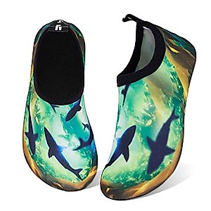 WateLves Kids Water Swim Shoes Barefoot Aqua Socks Shoes Quick Dry Non-Slip Baby Boys & Girls (Shark, 32/33)