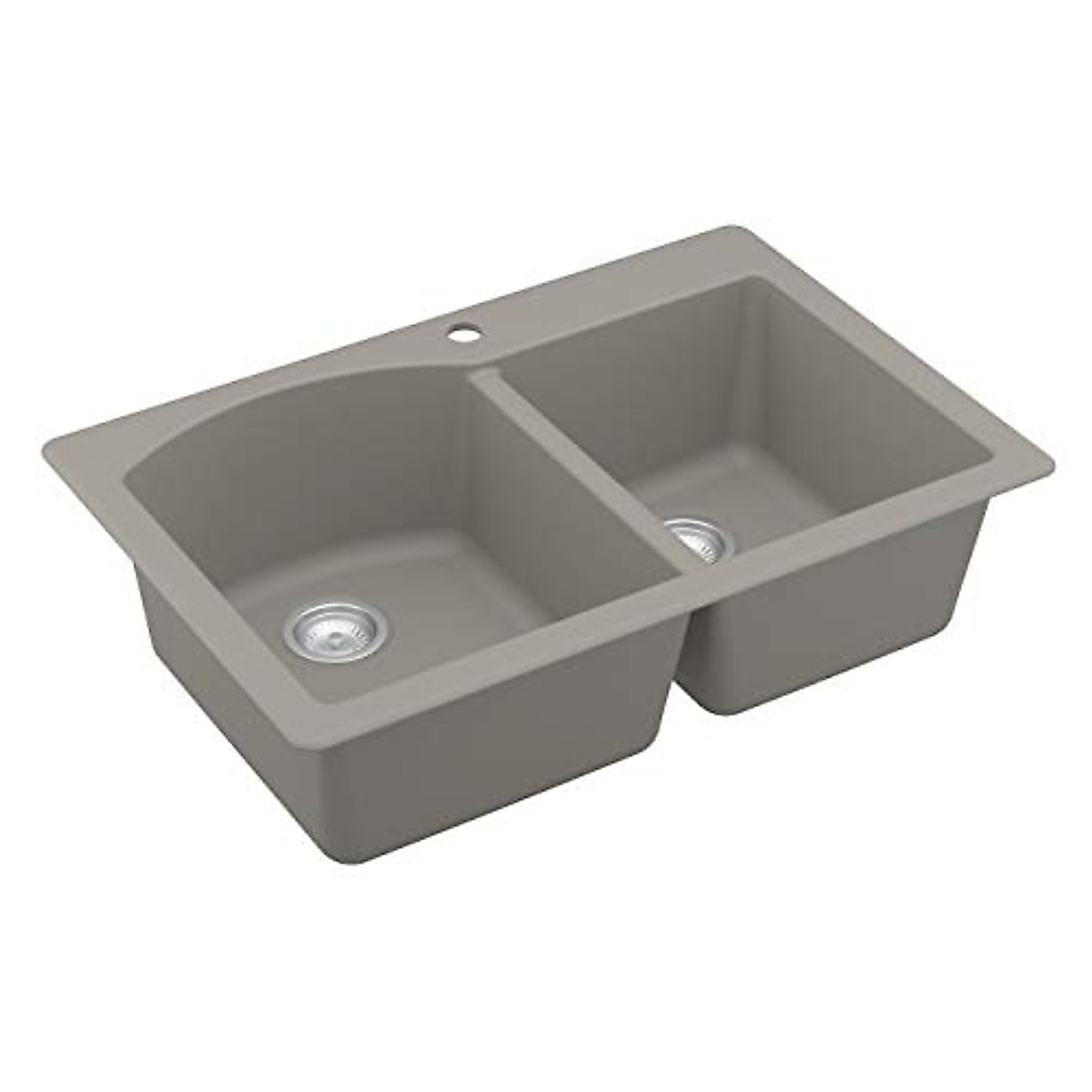Karran QT-610 Drop-In Quartz Composite 33 in. 1-Hole 60/40 Double Bowl Kitchen Sink in Concrete