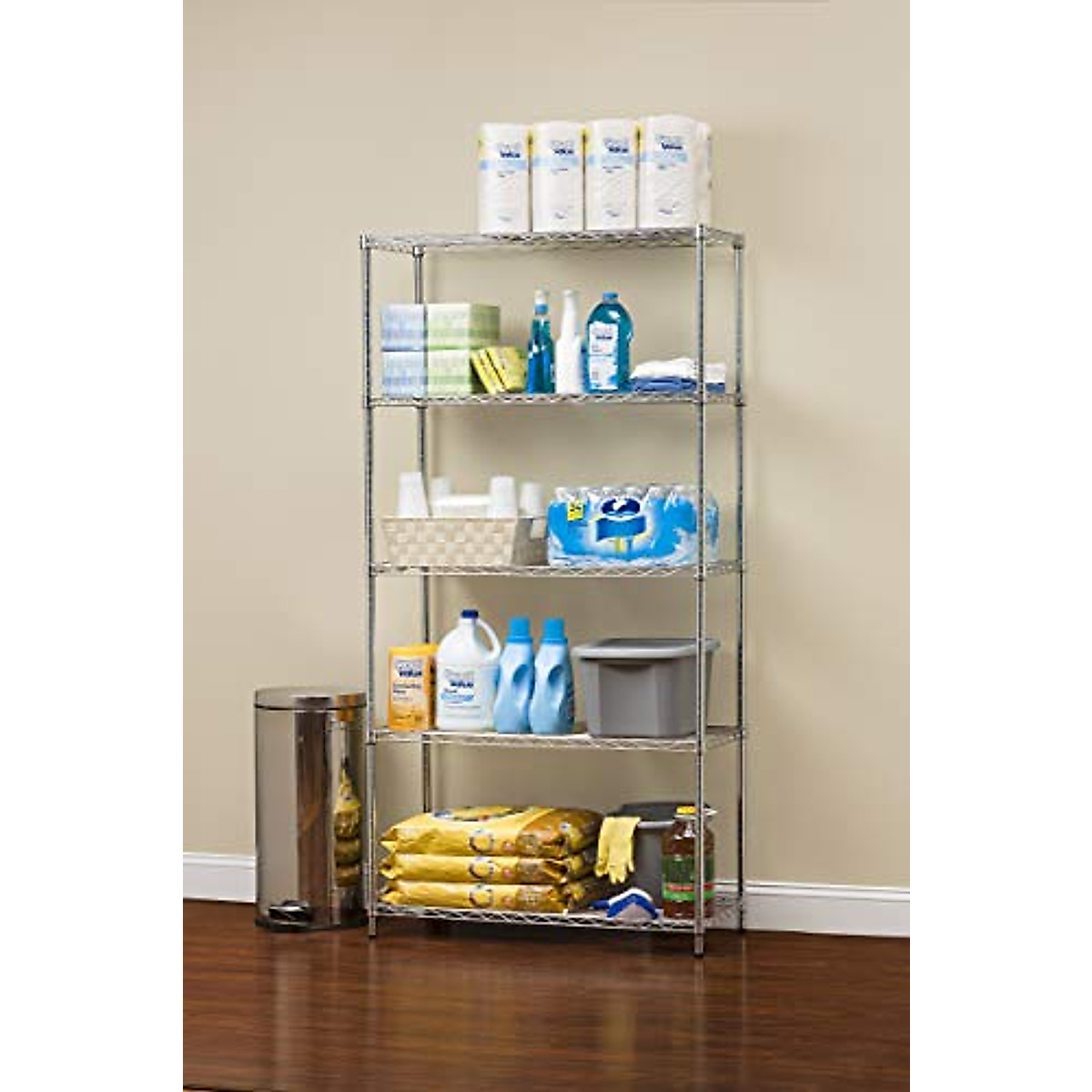 Home Storage Space HSS 5 Tier Wire Shelving Rack, Zinc, 16" Dx36 Wx72 H