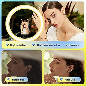 Aureday 14'' Selfie Ring Light with 62'' Tripod Stand and Phone Holder, Dimmable LED Phone Ringlight for Makeup/Video Recording/Photography, Circle Lighting for All Cell Phones&Lightweight Cameras