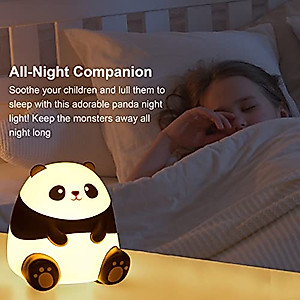 MIVANI Night Light for Kids, Panda Gifts, Cute LED Lamps for Teen Girls Bedroom, Timer Auto Shutoff, AAA Battery Operated, Silicone Animal Nightlight for Baby Nursery, Toddler Boy, Kawaii Room Decor