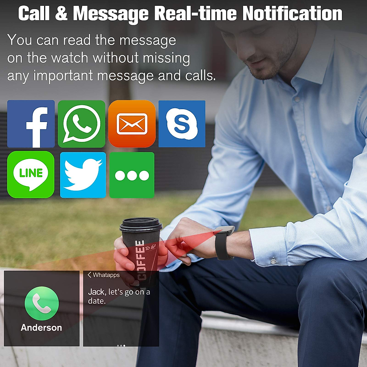 Amokeoo Smart Watch,Fitness Watch Activity Tracker with Heart Rate Blood Pressure Monitor IP67 Waterproof Bluetooth Android Smartwatch Touch Screen Sports for iOS Phones Men Women Black, GG45