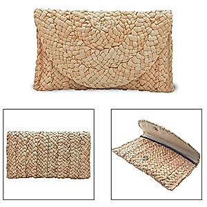 Fozehlad Women Straw Clutch Purse Cute Vacation Beach Straw Crossbody Bags Handmade Woven Shoulder Handbags For Girls
