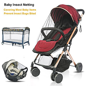 Mosquito Net for Stroller - V-Fyee Durable Baby Stroller Mosquito Net Perfect Bug Net for Strollers, Bassinets, Cradles, Playards, Pack N Plays and Portable Mini Crib (Black)