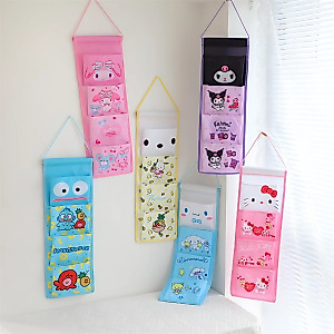 Zmioviq Cute Cartoon Hanging Closet Organizers and Storage, 4-Shelf Closet Hanging Storage Shelves for Girls Bedroom