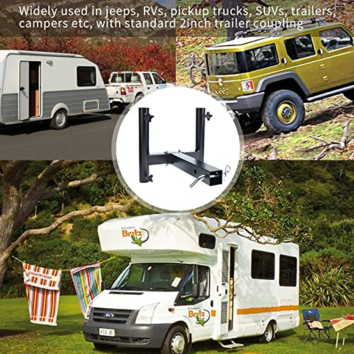 SanSanYa Hitch Mount Flag Pole Holder Dual Flag Hitch Mount for 2" Trailer Receiver Truck Trailer SUV