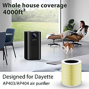 DAYETTE AP403/AP404 WiFi Replacement H13 HEPA Air Purifier Filter, Designed for Pet Allergy