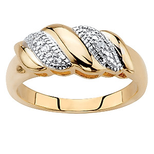 PalmBeach Yellow Gold-plated Genuine Diamond Accent Banded S Link Ring Sizes 6-10 Size 7