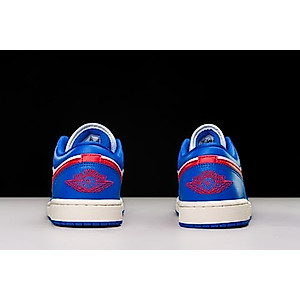 Nike Jordan Women's Air Jordan 1 Low Sneakers (Sport Blue/Grym Red-White-Sail, 8.5)