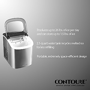 CONTOURE RV Ultra-Compact Portable Ice Maker | Efficient Water Recycling | Automatic Shut-Off | Ideal for RVs, Picnics, Camping | ICE-50S