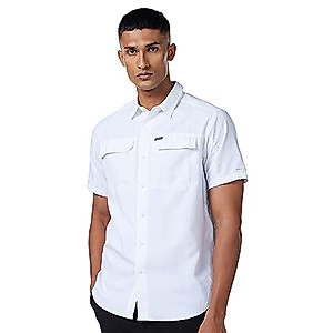 Columbia Men's Silver Ridge 2.0 Short Sleeve Shirt, UV Sun Protection, Moisture Wicking Fabric, White, Medium