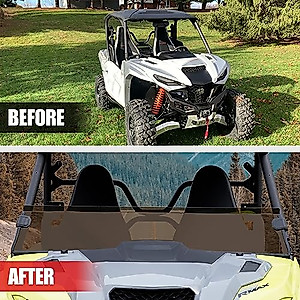 A & UTV PRO Front Dark Tinted Half Windshield for Yamaha Wolverine RMAX2 1000/ RMAX4 1000 2021 2022 2023 Accessories, Hard Coated Vented Window Windscreen, 250x Stronger Than Glass, 1PC