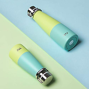 KKF 16oz/10oz Double Walled Stainless Steel Water Bottle With Handle, Vacuum Insulated Leak Proof Water Bottle With Lid, Durable Reusable Cute Travel Bottle (Exotic Mint)