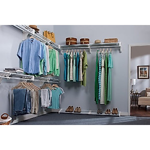 EZ Shelf EZS-K-SCRW72-5-4 Walk-in Closet Kit Hanging and Shelf Space, White