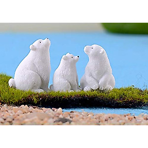 Exasinine Mini Animals Miniature Figurines Animals Model Fairy Garden Miniature Moss Landscape DIY Terrarium Crafts Ornament Accessories for Home Décor (Polar Bears, Set of 10)