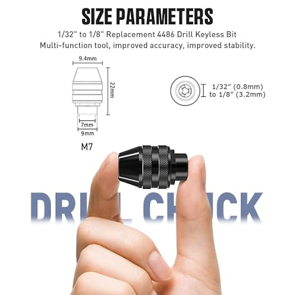 4486 Multi Chuck Set 15Pcs,Brass Collet Set,Collet Nut Kit,0.8-3.2mm Replacement Keyless Quick Change Chuck Rotary Tool Accessory Compatible with Dremel 3000 4000 7700 8200(M7x0.75mm Long)
