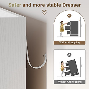 DICTAC White Dresser for Bedroom, 6 Drawers Double Dresser with Shelves, Wood Chest of Drawers, Large Capacity Storage Organizer Dresser for Bedroom, Living Room, Hallway