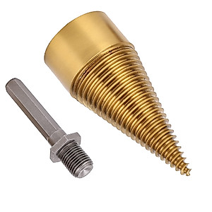 Hex Shank Drill Screw Cone, 42mm Ti Plating Split Tool Twist Firewood Splitter, Tree Stump Breaker Wood Cone Punch Drill Bit