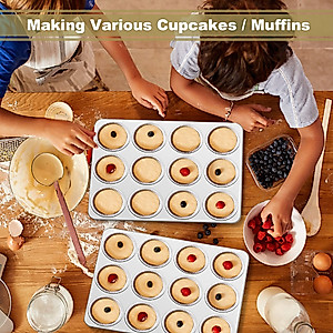 TeamFar 12-Cup Muffin Pan, Stainless Steel Cupcake Pans Muffin Tin Set for Oven Baking Mini Brownies Quiches Tarts, Non Toxic & Regular Size, Dishwasher Safe – Set of 2