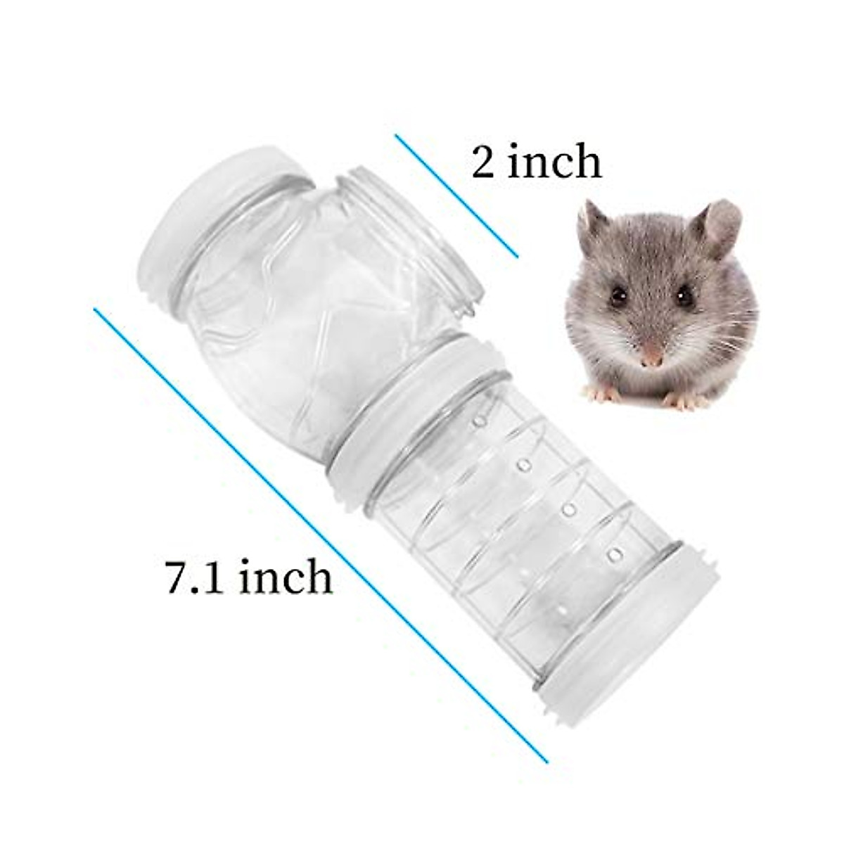 WishLotus Hamster Tubes, Adventure External Pipe Set Transparent MaterialHamster Cage & Accessories Hamster Toys to Expand Space DIY Creative Connection Tunnel Track Rat Toy (White)
