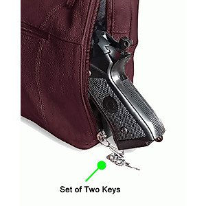 Roma Leathers Studded Concealment Purse - Premium Cowhide Leather - Wine - Dual Gun Entry - Designed in U.S.A.