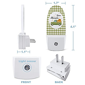 Singingin Fall Night Light for Kids Thanksgiving Green Truck Pull Pumpkin Cold White LED Nightlight Plug in Wall 1.7x4 inch Night Light with Dusk to Dawn Sensor Nightlight for Children Room Decor