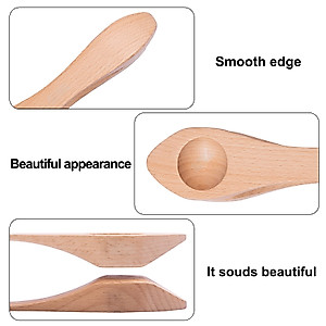 Musical Spoons Folk Percussion Instrument - Natural Wood Musical Spoons and Traditional Steel Spoons with Wooden Handle for beginners Easy Play Irish Folk Music Sound