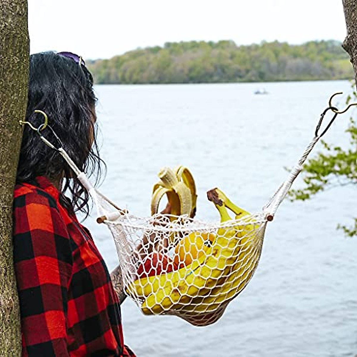 Travelers Hammocks Fruit & Vegetable Macrame Hammock, Space Saving Produce Hammock for Boat, Home, RV Storage & Under Cabinet with-Drawstring Closure