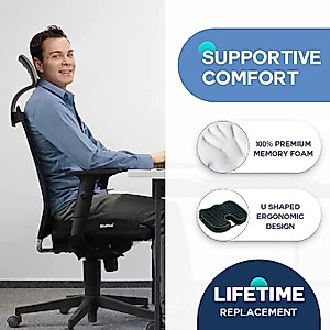 Comfort Cushion for Office Chairs, Memory Foam Comfort seat for All-Day Sitting, Ergonomic Pain Relieve Tailbone pad Pillow Support for Car seat