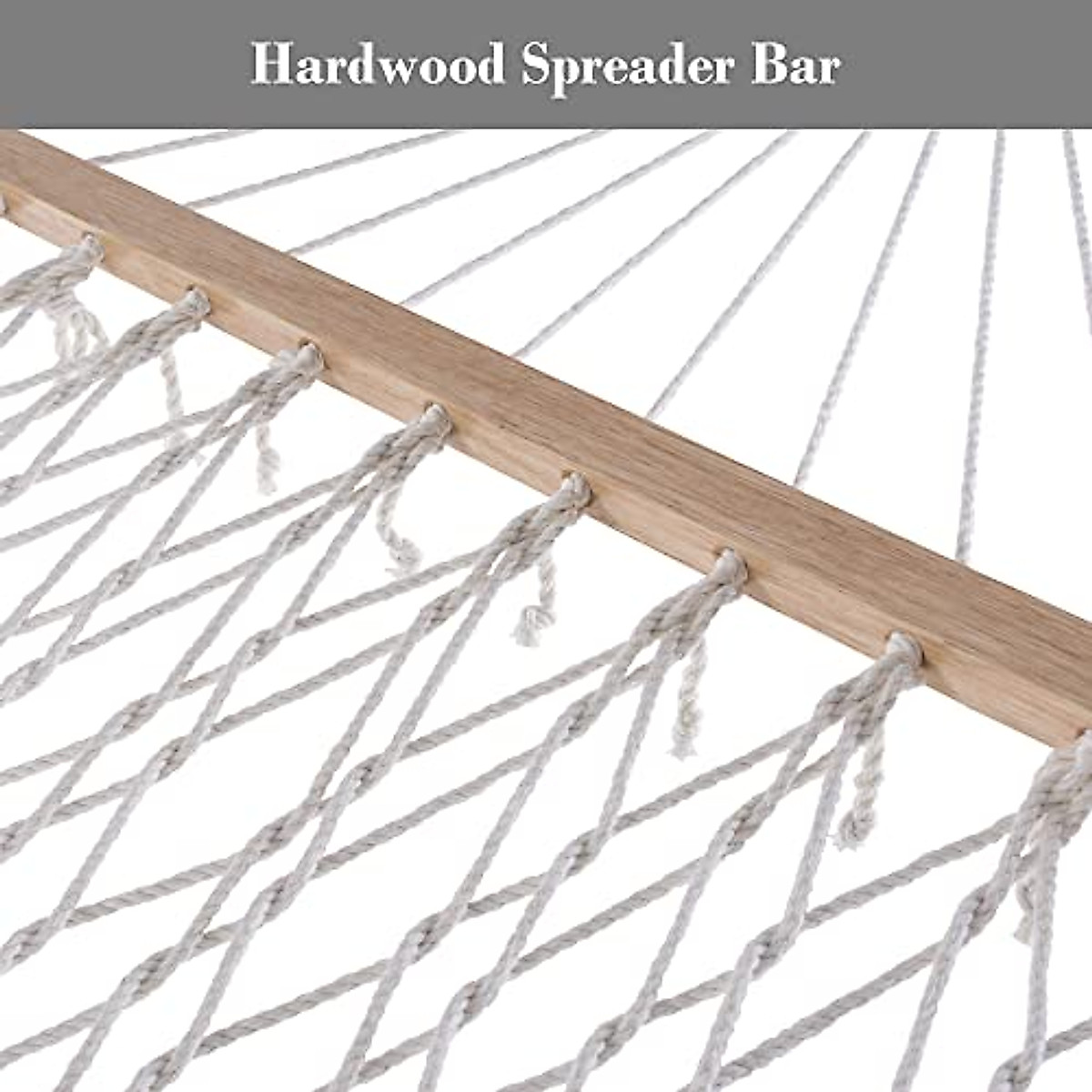 SUNCREAT Hammocks Outdoor Double Hammock with Hardwood Spreader Bar, 475 lbs Capacity, Heavy Duty 15 FT Hammock with Large Soft Pillow, Dark Blue