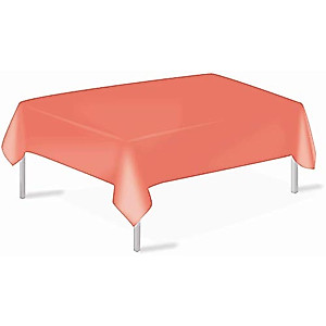 Coral Plastic Tablecloths 3 Pack Disposable Table Covers 54 x 108 Inches Shower Party Tablecovers PEVA Vinyl Table Cloths for Rectangle Tables up to 8 ft and Picnic BBQ Birthday Wedding Banquet