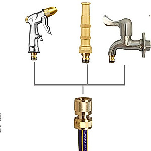 SHOWNEW Garden Hose Quick Connectors, Solid Brass 3/4 inch GHT Thread Easy Connect Fittings No-Leak Water Hose Male Female Value Pack (5)