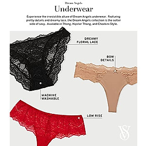 Victoria's Secret Dream Angels Lace Cheekini Panty, Underwear for Women, Black (XXL)