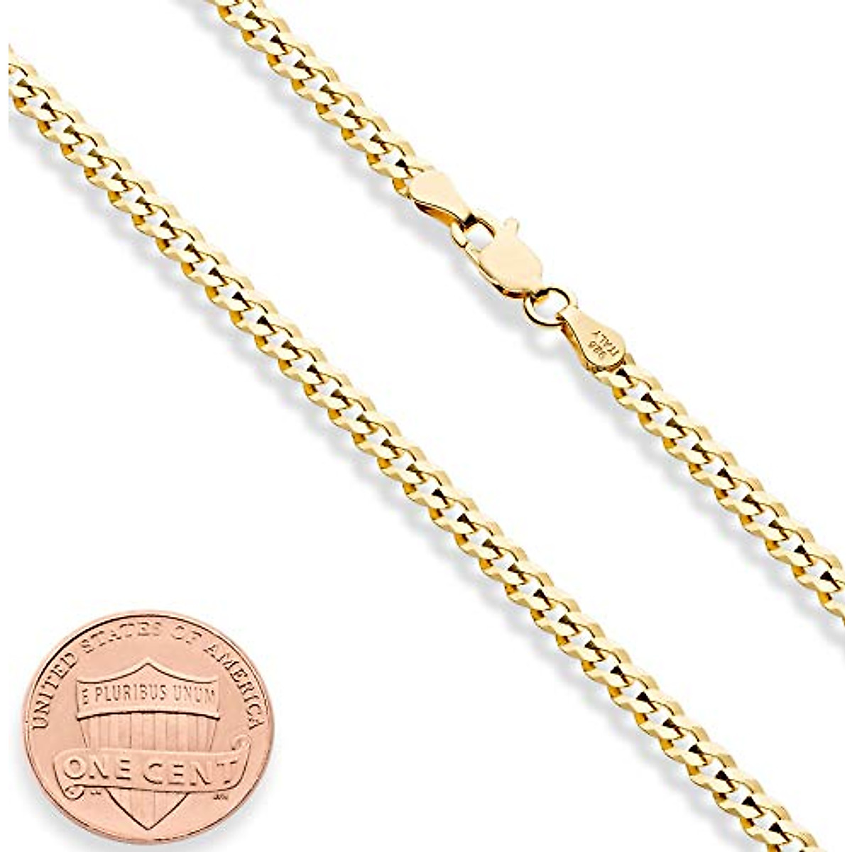 Miabella Solid 18k Gold Over 925 Sterling Silver Italian 3.5mm Diamond Cut Cuban Link Curb Chain Necklace for Women Men, Made in Italy (Length 18 Inches (women's average length))