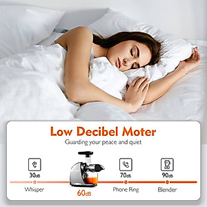 Masticating Juicer Machines, AMZCHEF Slow Cold Press Juicer with Reverse Function, High Juice Yield, Easy Clean with Brush,Recipes for High Nutrient Fruits and Vegetables, Gray(Updated)