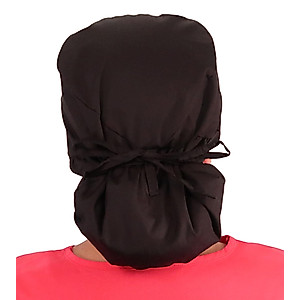 Sparkling EARTH Solid Black Big Hair Ponytail Classic Surgical Style Scrub Working Cap - Made in The USA!!!
