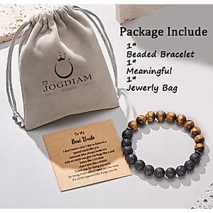 JOGDIAM Best Uncle Gifts from Niece Nephew Natural Lava Stone Bracelet for Uncle Christmas Birthday Gifts