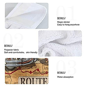 Alaza Vintage Route 66 Motorcycle Poster Hanging Kitchen Hand Towels with Loop Super Absorbent Hand Towels Machine Washable 2 Piece Sets